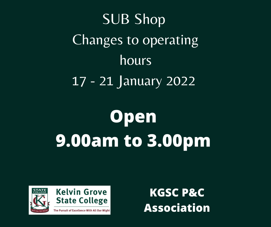SUB Shop Operating Hours